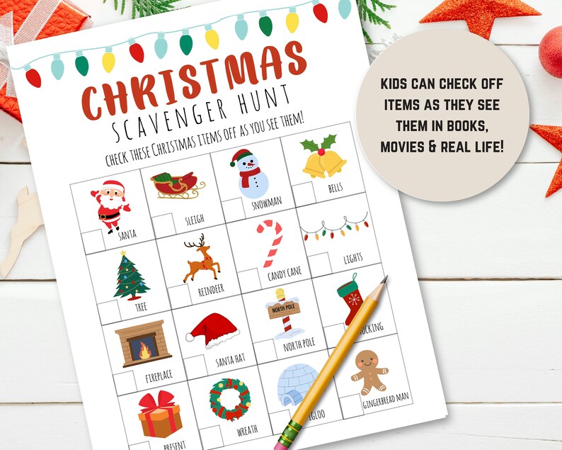 Printable Christmas Scavenger Hunt for Kids | Kids Christmas Activity ...