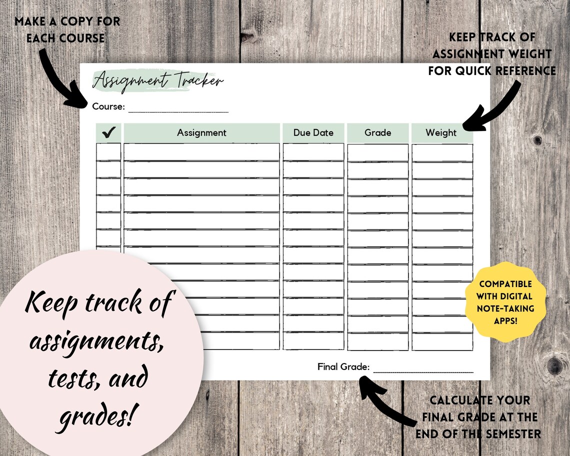 College Student Planner Printable Bundle Digital Planner Habit Tracker ...
