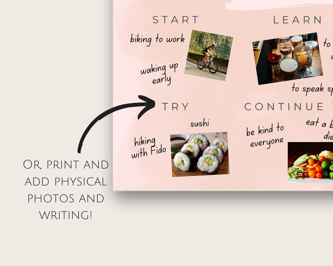 Editable Vision Board Template Intention and Goals Setting 2023 Mood ...