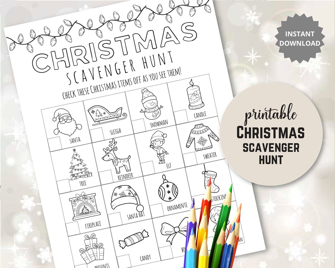 Printable Christmas Scavenger Hunt for Kids | Kids Coloring Activity ...