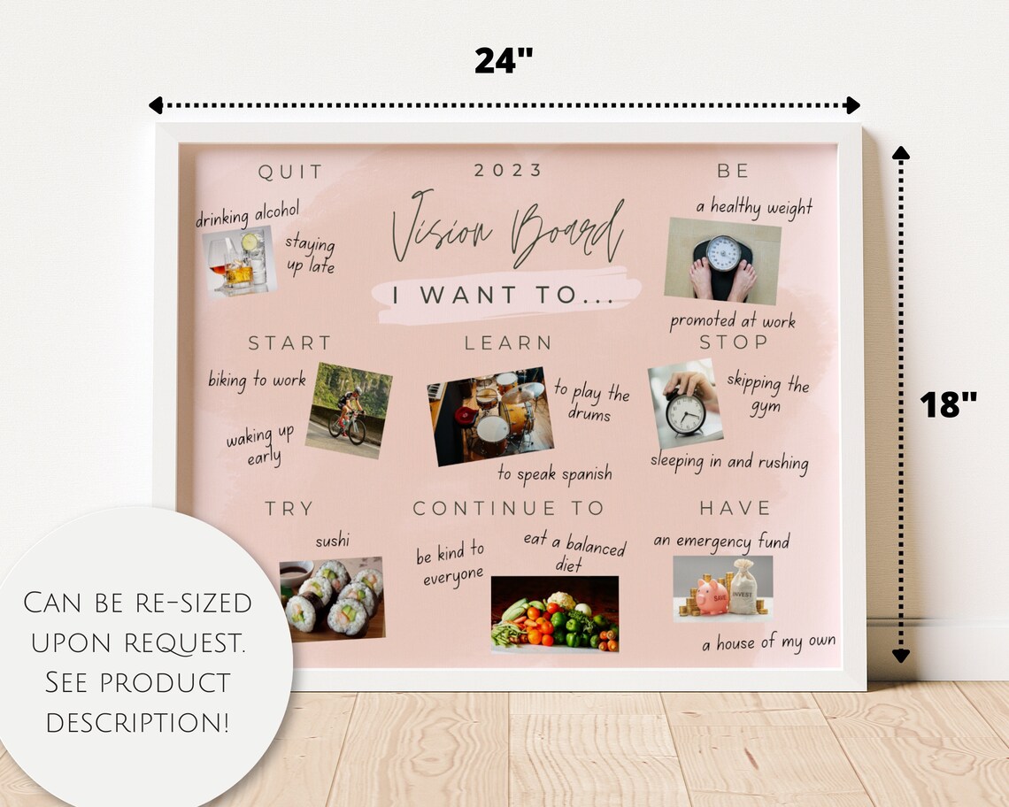 Editable Vision Board Template Intention and Goals Setting 2023 Mood ...