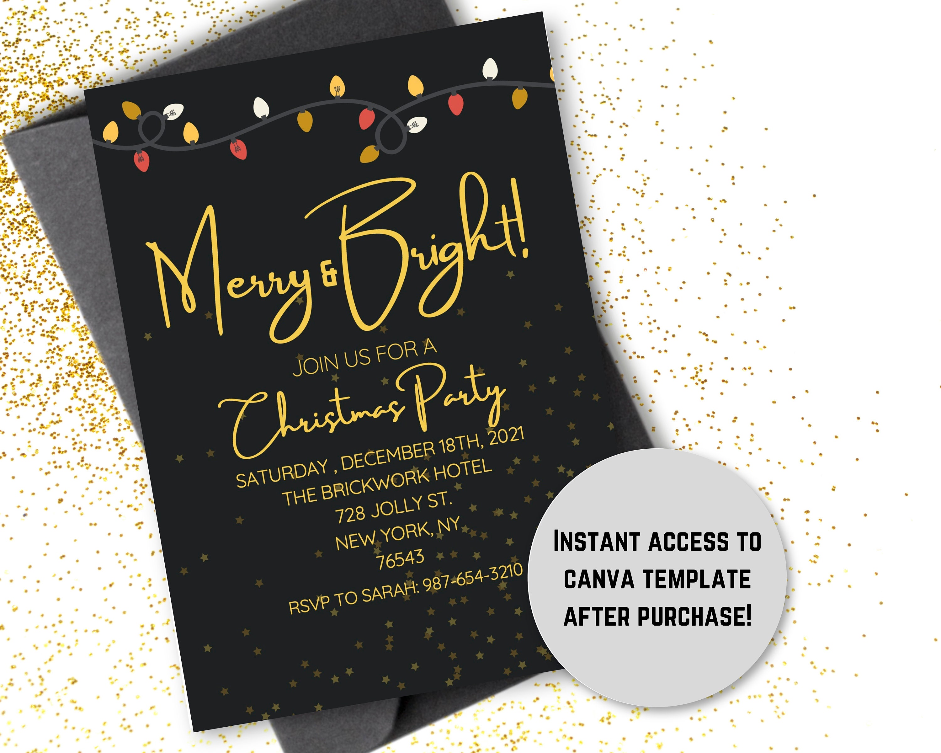 Editable Christmas Party Invitation Template Holiday Party Invite ...