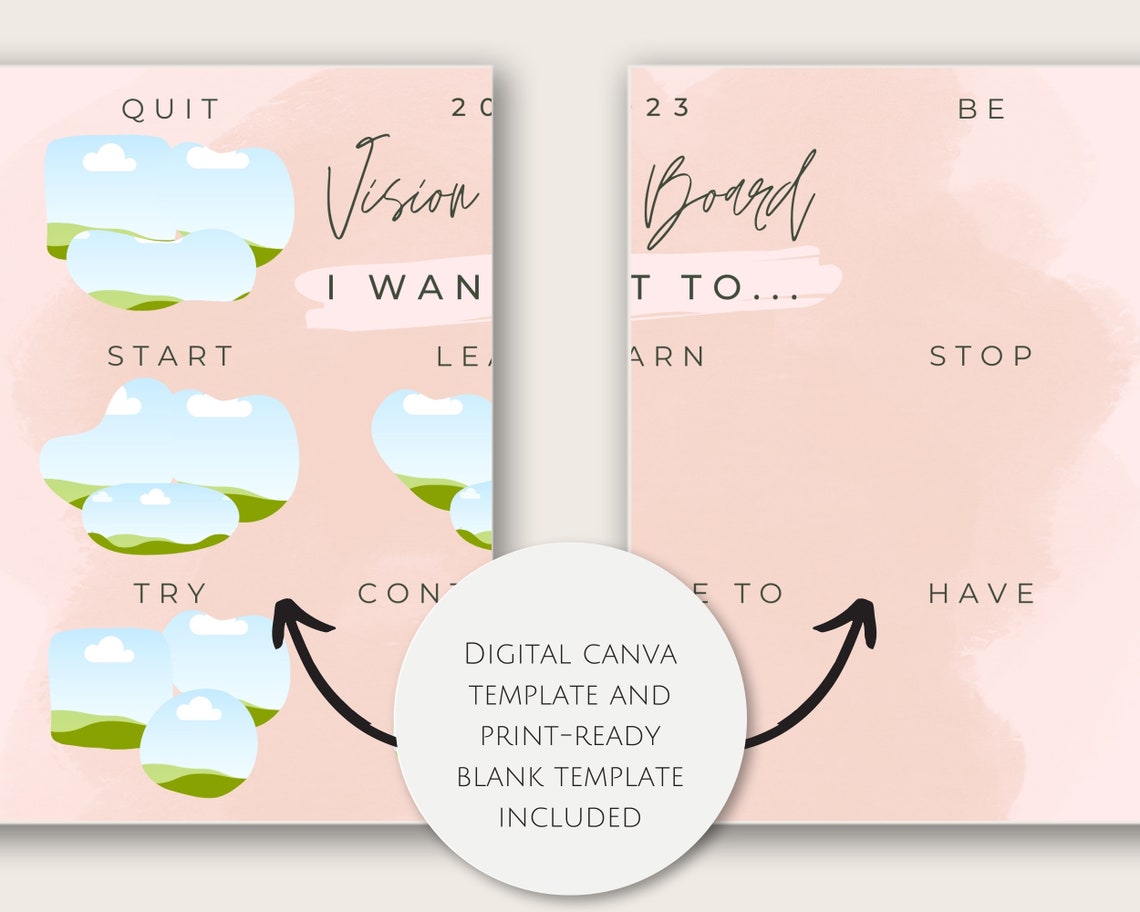 Editable Vision Board Template Intention and Goals Setting 2023 Mood ...