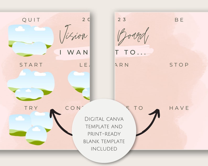 Editable Vision Board Template | Intention and Goals Setting 2025 2026 ...