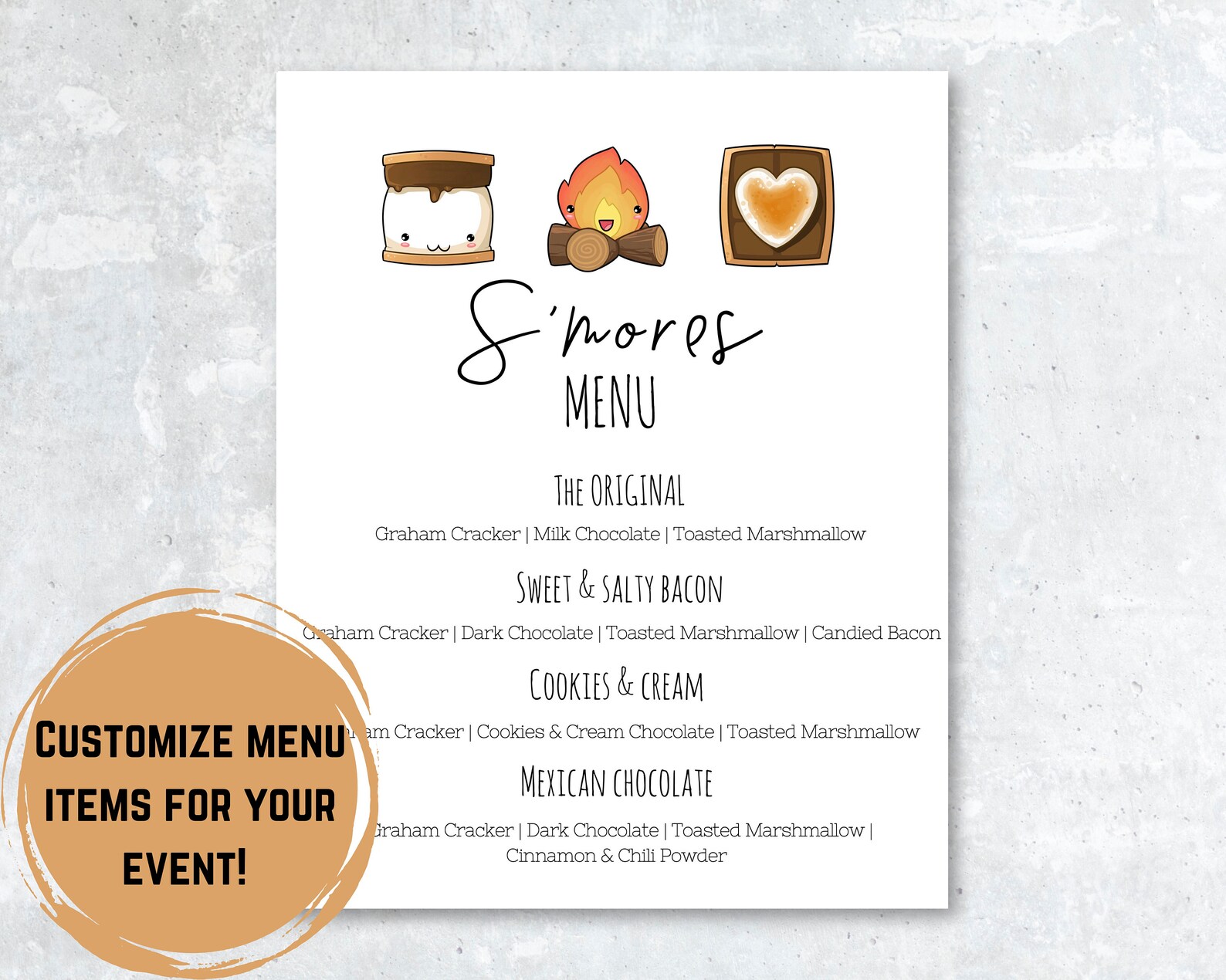 Editable S'mores Menu Sign Smores Station S'mores - Etsy