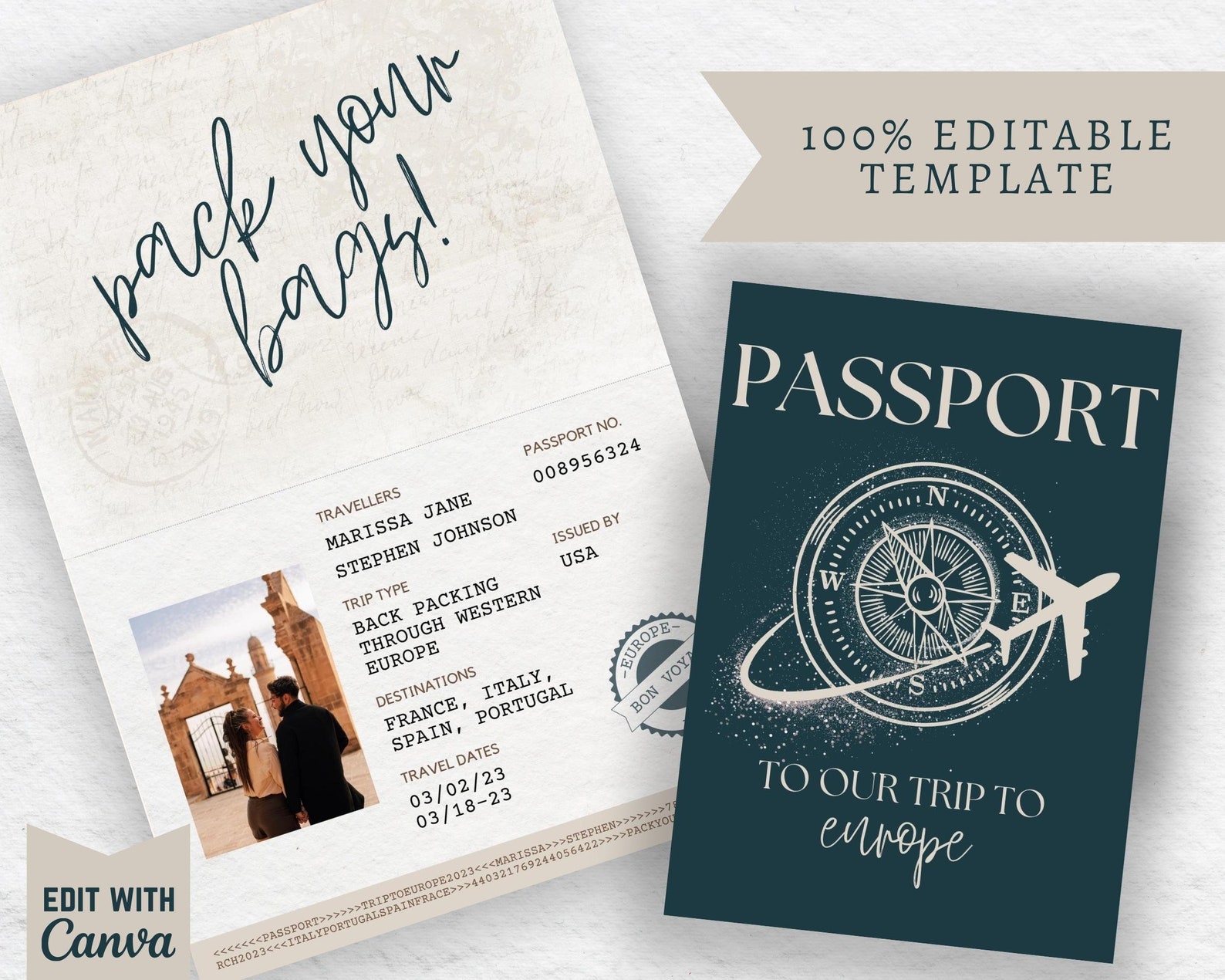 Editable Passport Invitation Template | Custom Passport Template ...