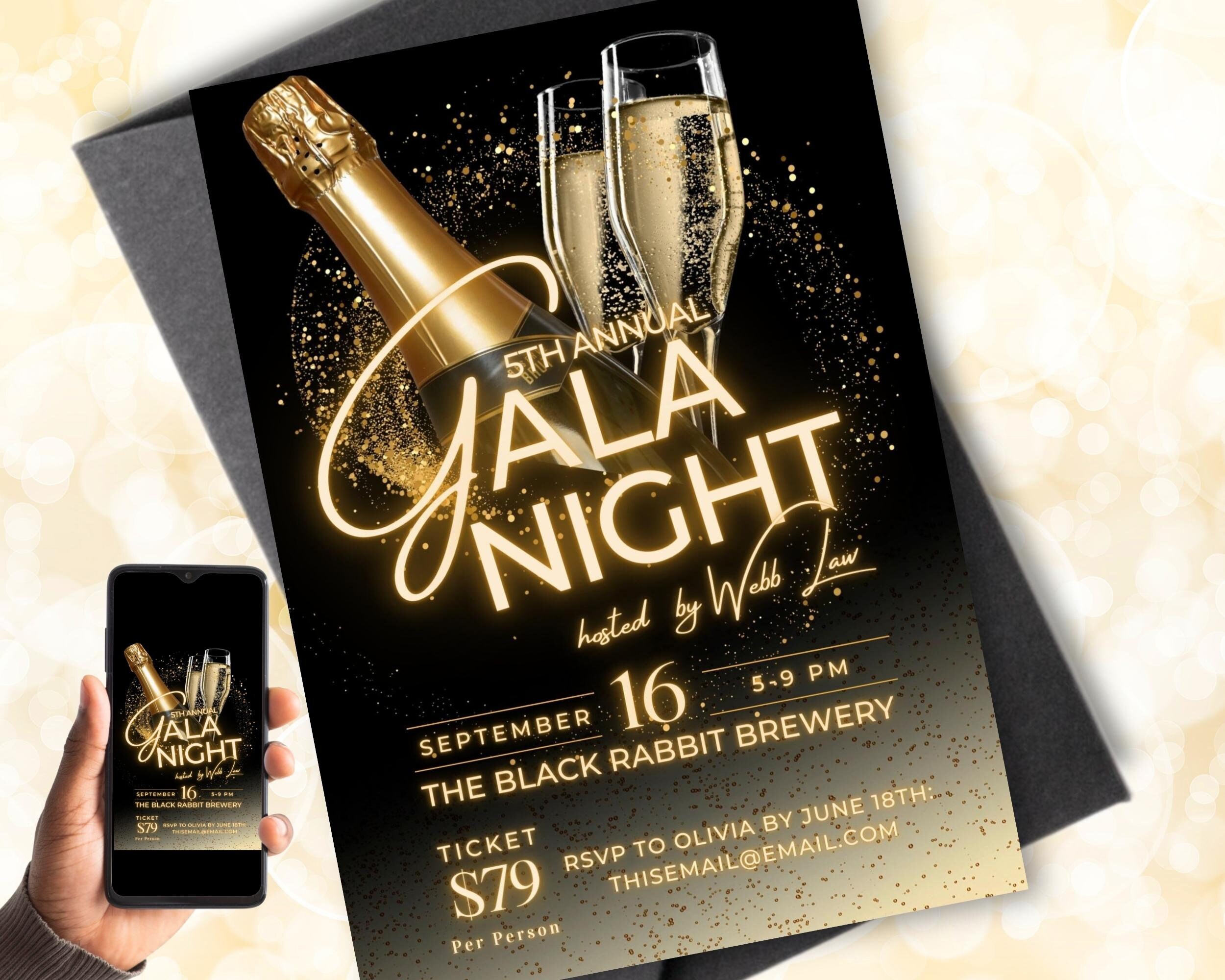 Editable Gala Night Party Invitation Gala Fundraiser Banquet - Etsy Canada