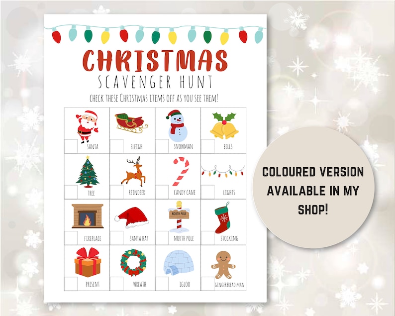 Printable Christmas Scavenger Hunt for Kids | Kids Coloring Activity ...
