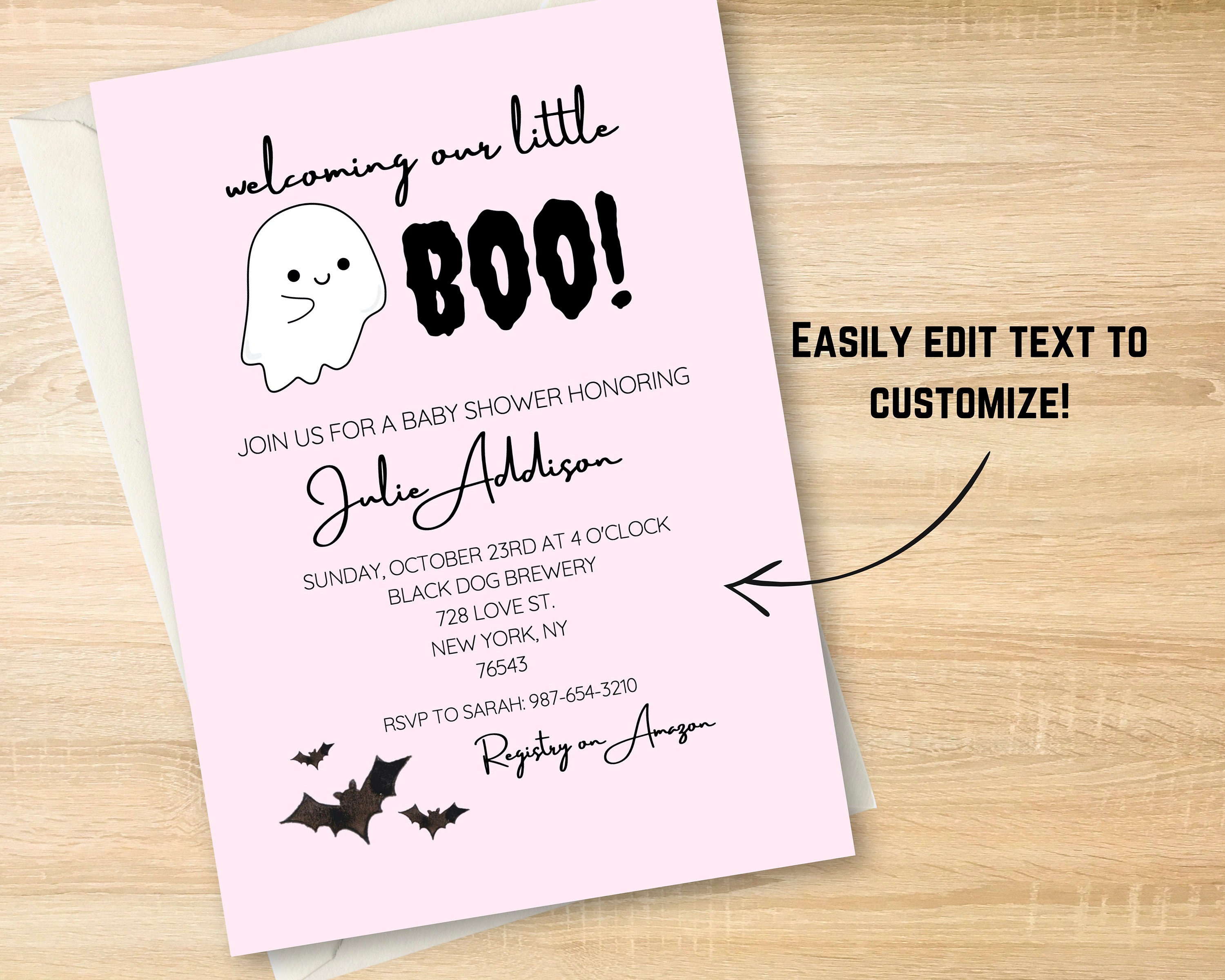 Editable Halloween Baby Shower Invitation Our Little Boo - Etsy