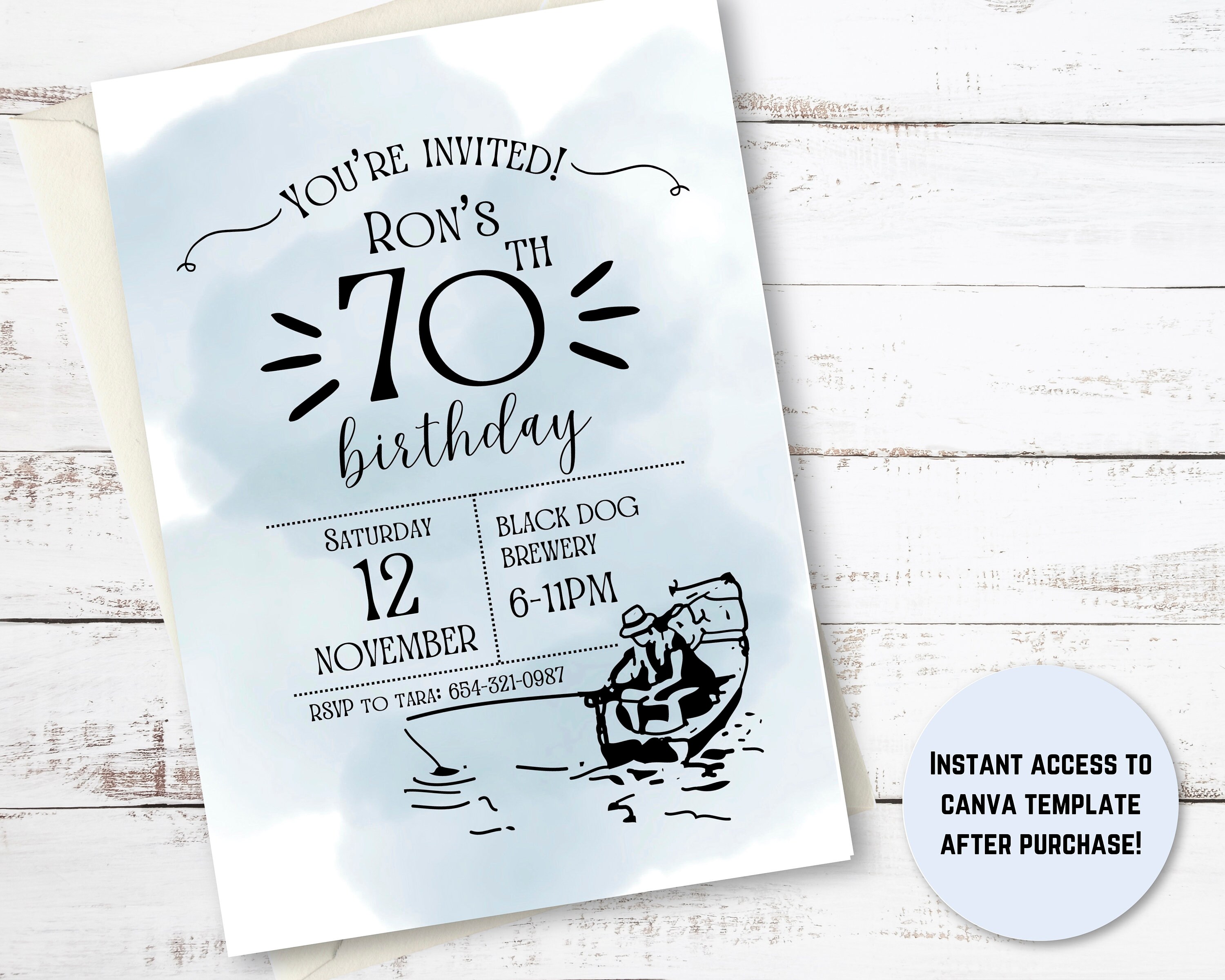 Editable 70th Birthday Party Invitation for Men Printable Man Birthday ...
