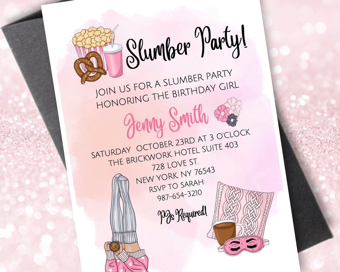 Editable Slumber Party Invitation Printable | Sleepover Party Invite ...