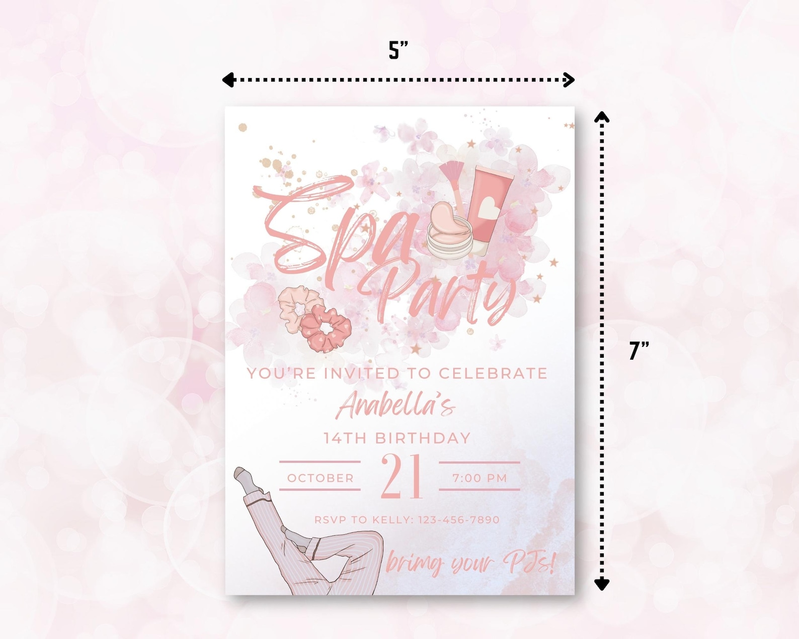 Editable Spa Party Invitation Printable Sleepover Spa Party Invite ...