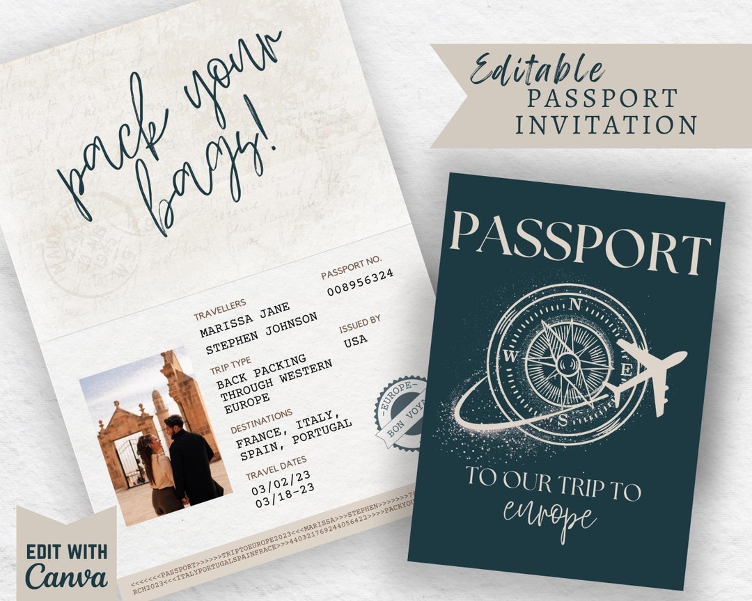 Editable Passport Invitation Template | Custom Passport Template ...