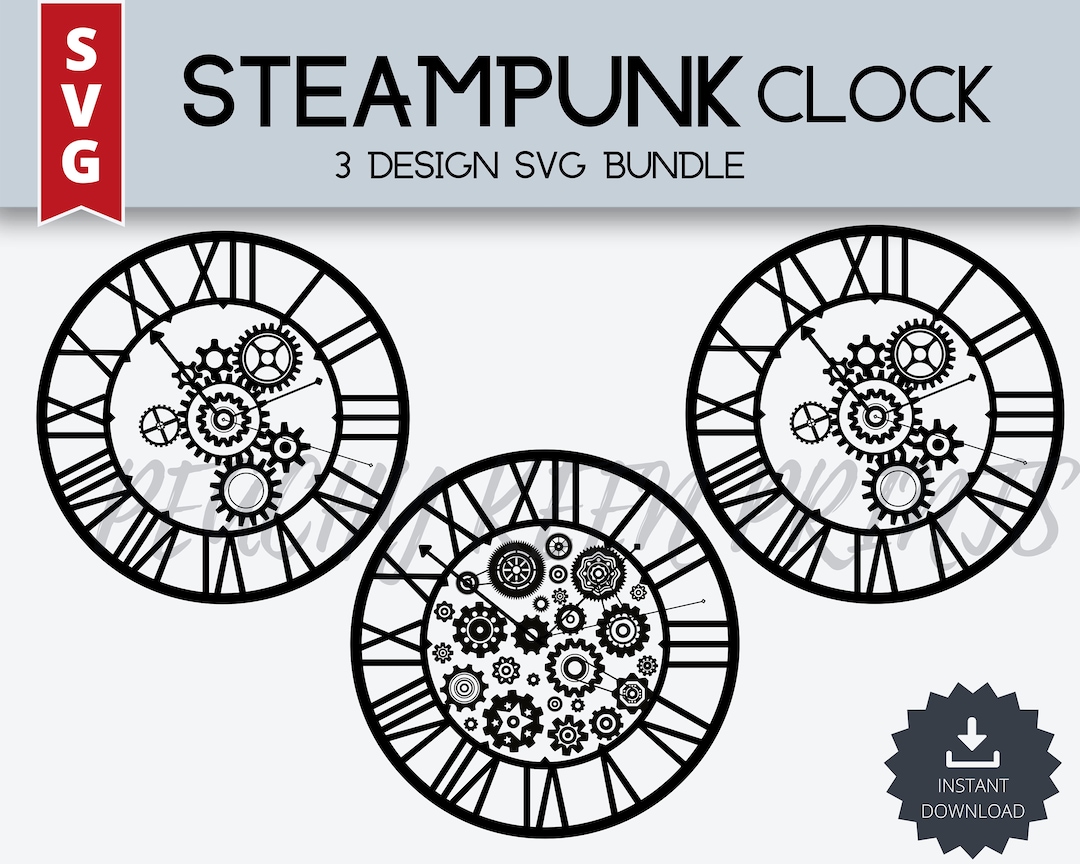 Steampunk Wall Clock Instant Download SVG | SVG File Bundle | Cricut ...