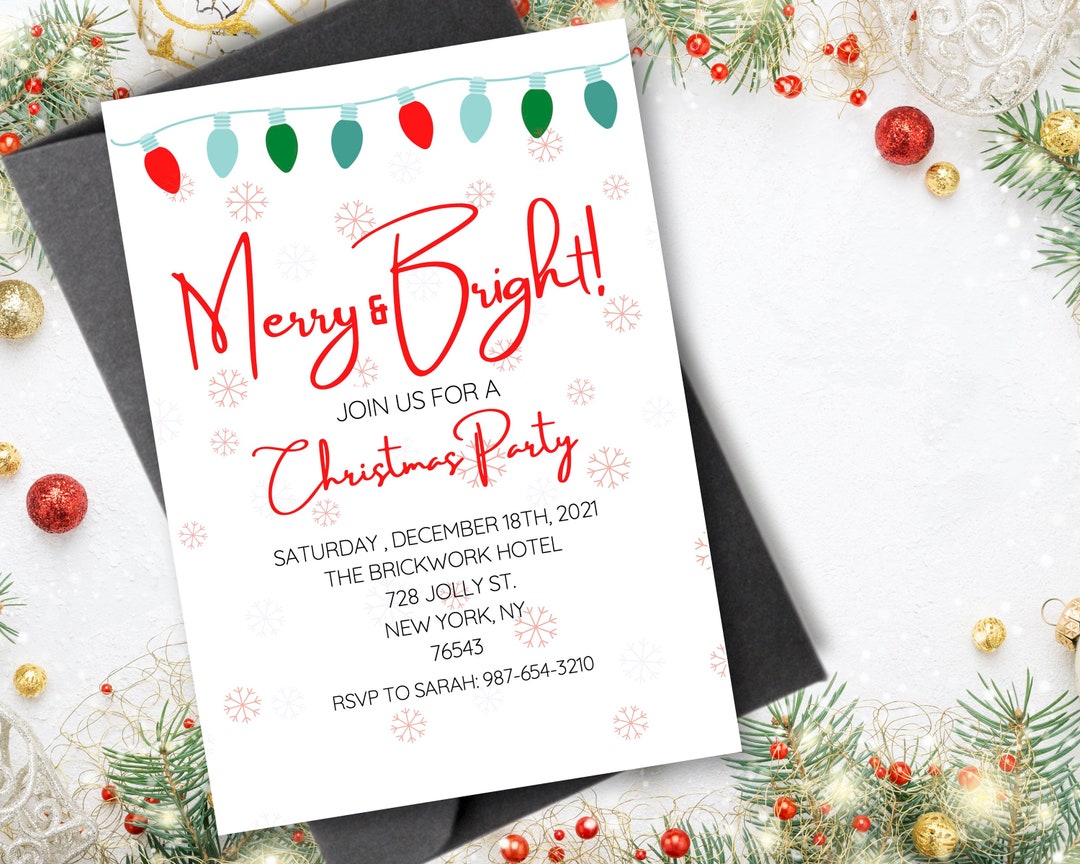 Editable Christmas Party Invitation Template | Holiday Party Invite ...