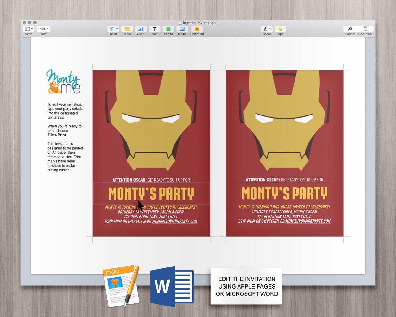 Iron Man Invitation Printable, Edit & Print as Many Copies as You Like ...
