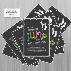Jump Printable Invitation, Trampoline Party, Bounce Party, Flip Out ...