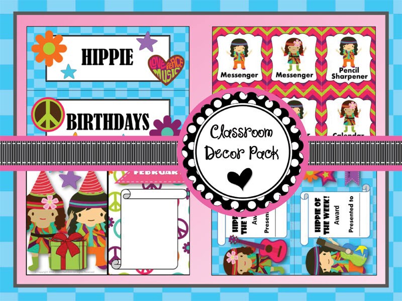Classroom Decor Set Hippie Instant Download - Etsy