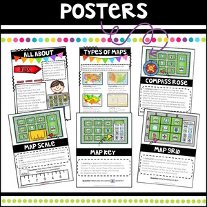 Maps. Map Skills. Compass Rose. Distance Scale. Map Key. Map Grid. - Etsy