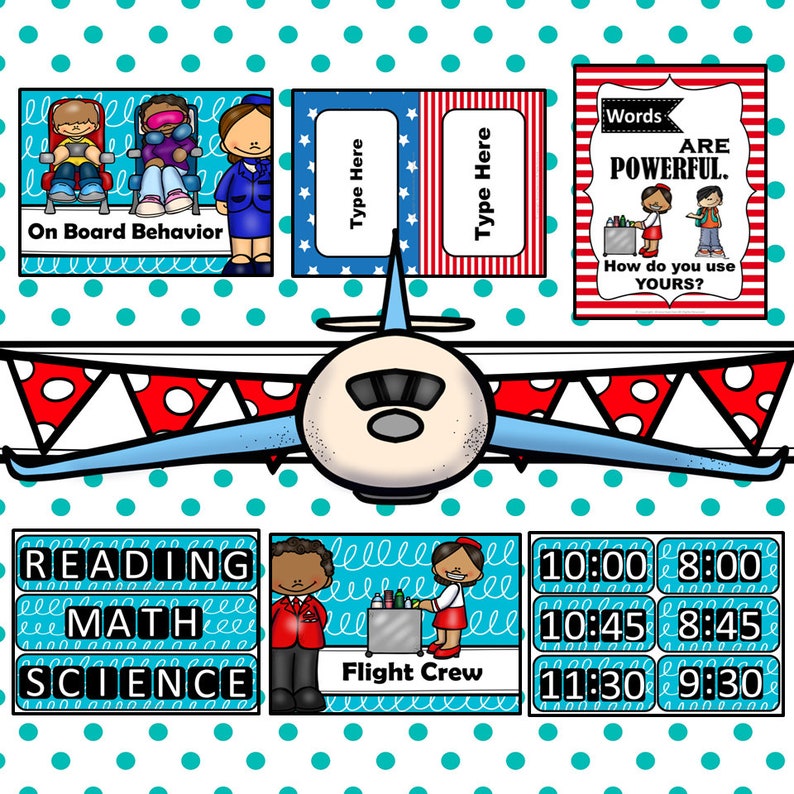 Travel Plane Classroom Decor Pack editable - Etsy Australia