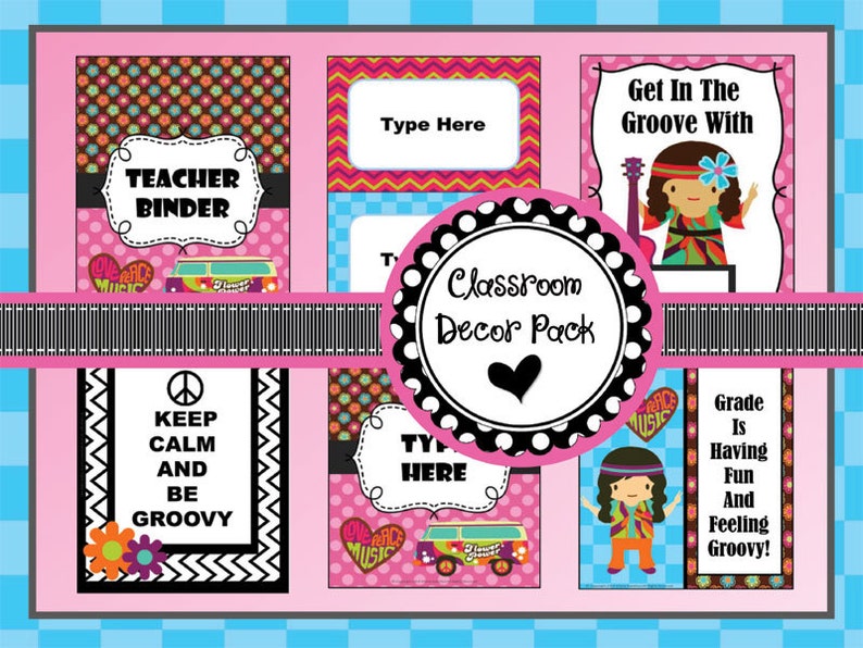 Classroom Decor Set Hippie Instant Download | Etsy