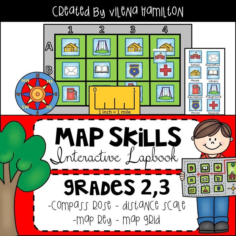 Maps. Map Skills. Compass Rose. Distance Scale. Map Key. Map Grid. - Etsy