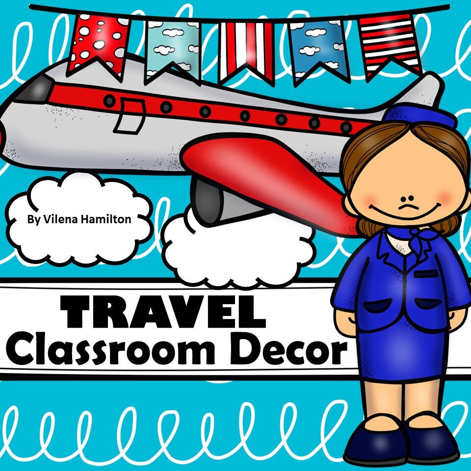 Travel Plane Classroom Decor Pack editable - Etsy