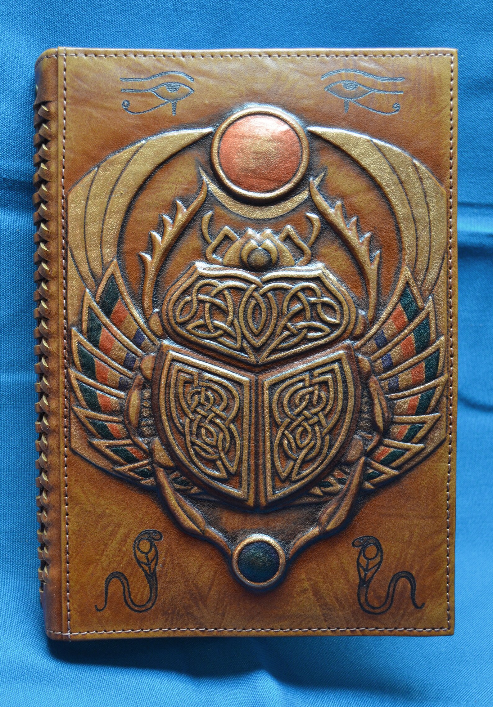 Egyptian Leather Notebook Journal Scarab Amulet Refillable - Etsy