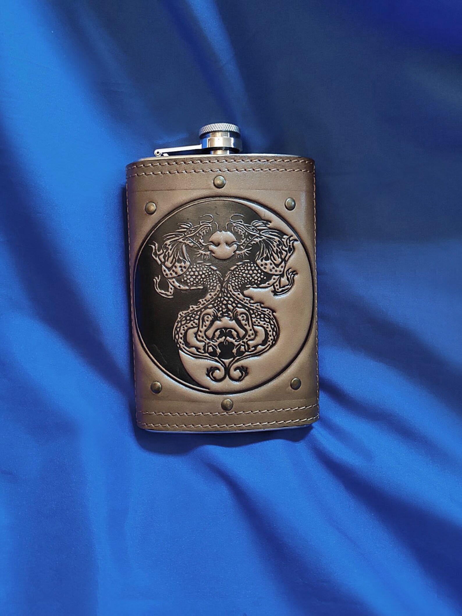 Dragon personalized flask leather Personalized flask for men | Etsy