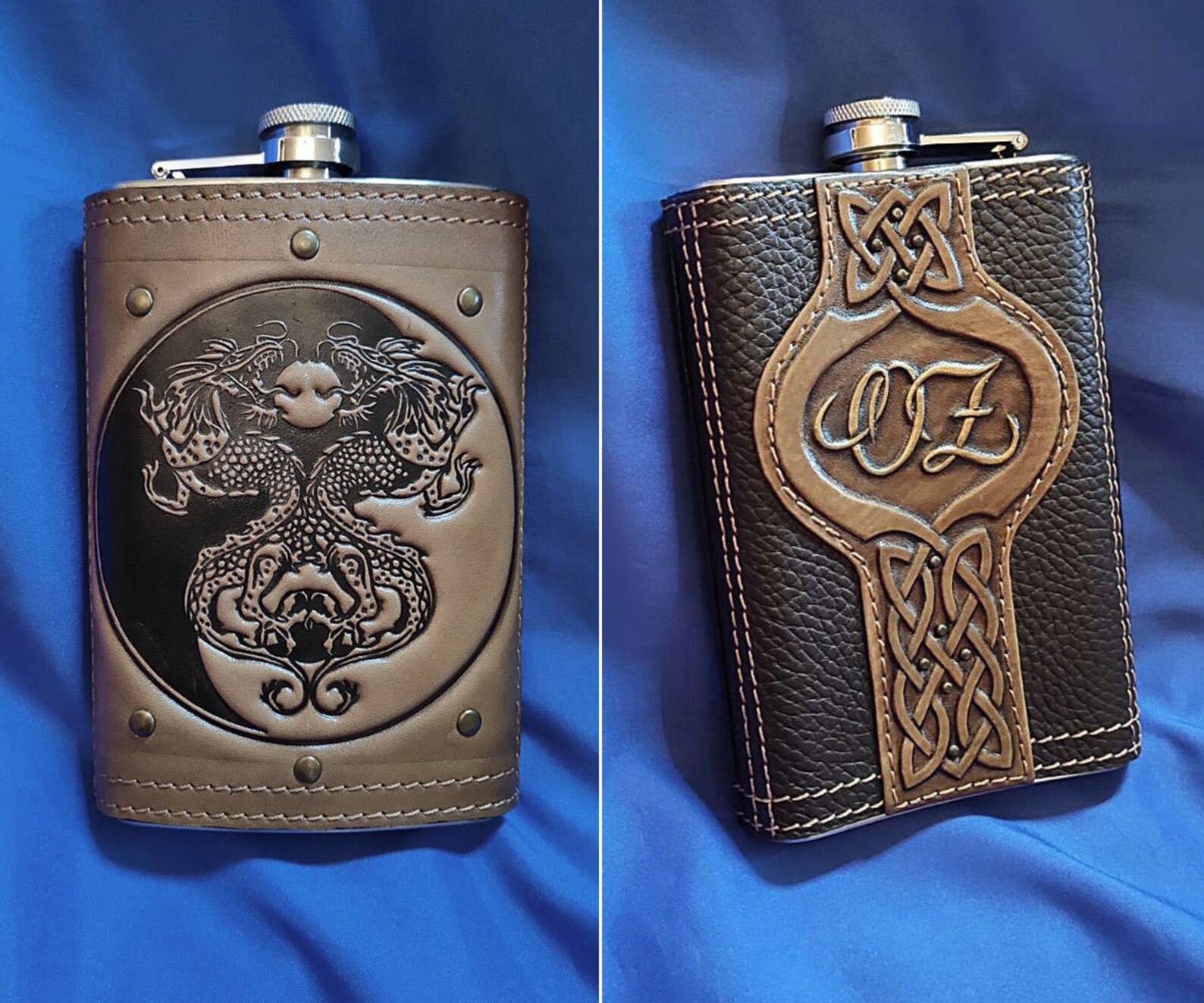 Dragon personalized flask leather Personalized flask for men | Etsy