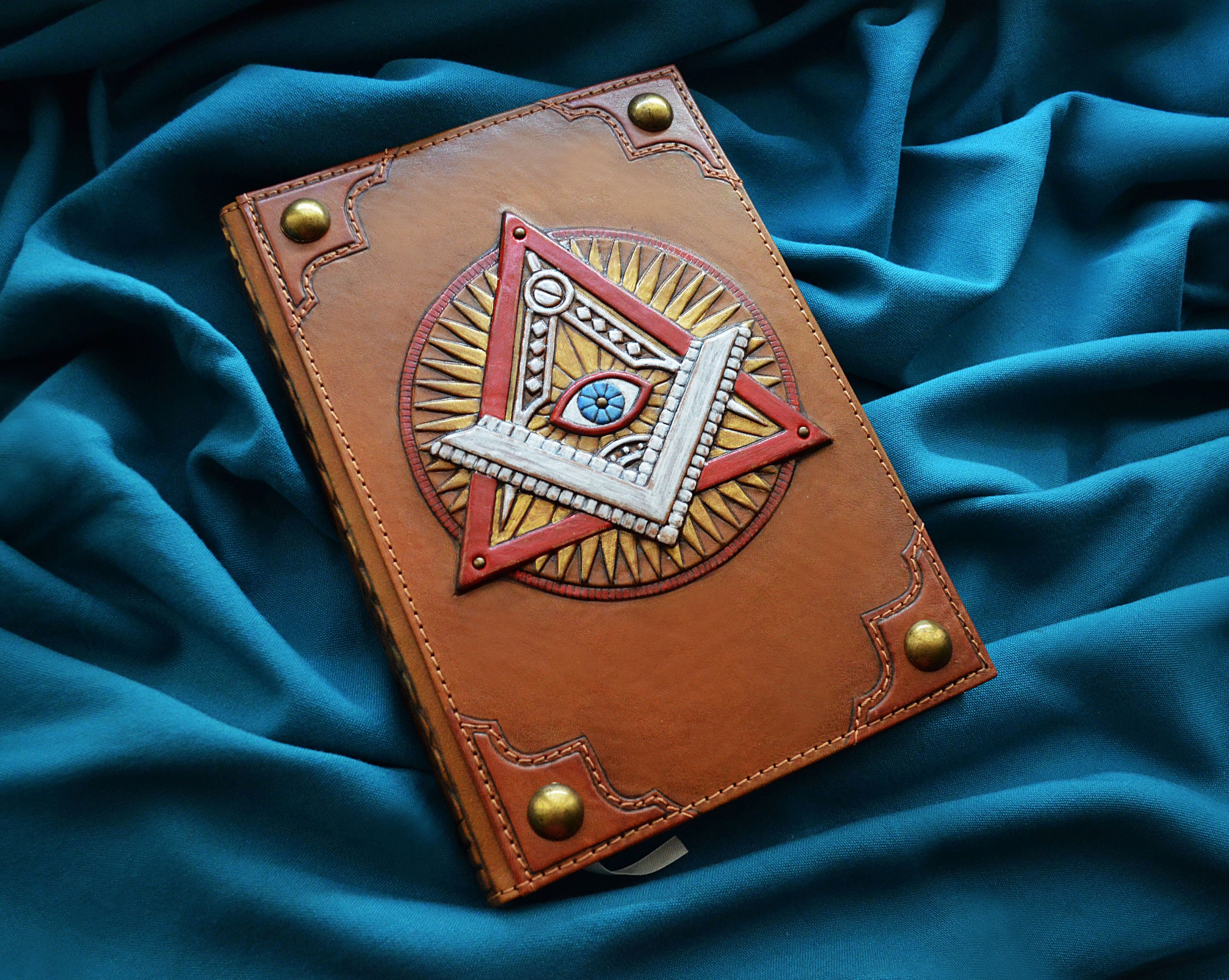 Masonic leather notebook cover Eye of Providence leather | Etsy