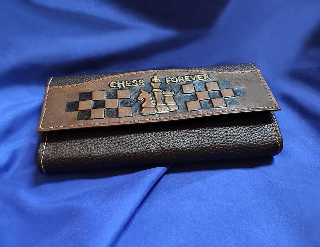 Chess Gifts Personalized Leather Wallet Womens Leather Trifold - Etsy