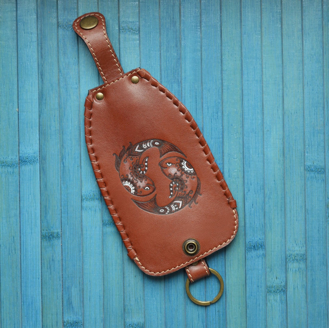 Koi Fish Leather Keychain Wallet Pisces Cute Acrylic Keychain - Etsy