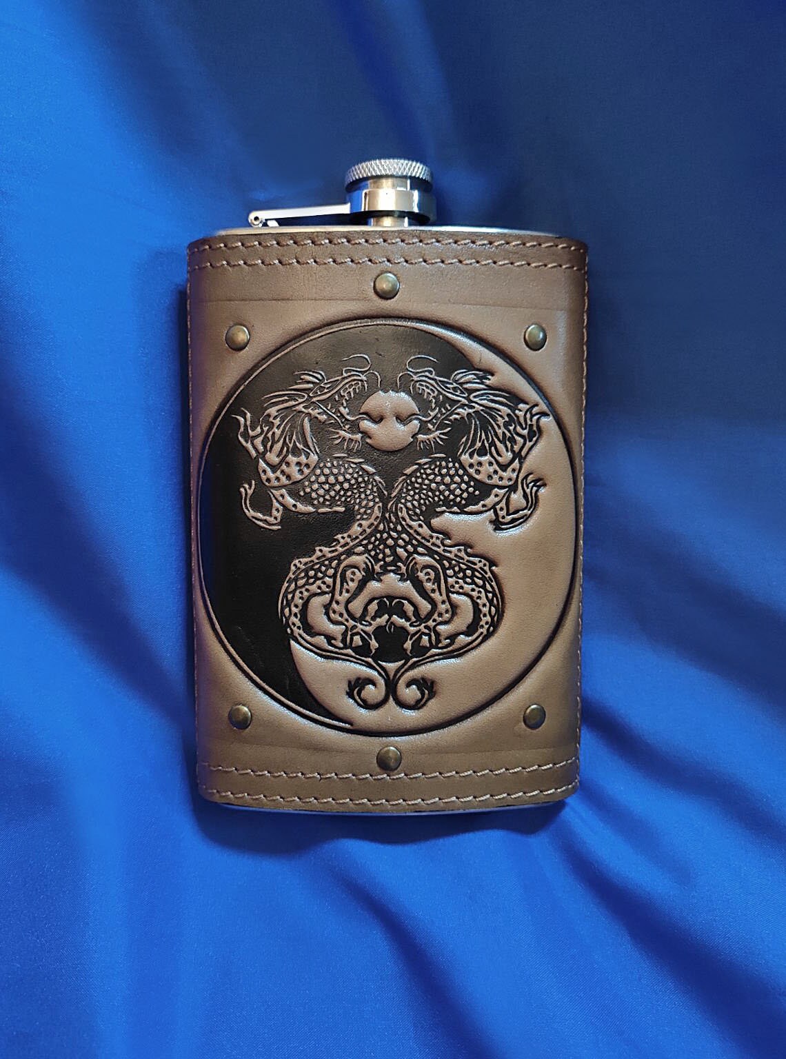 Dragon personalized flask leather Personalized flask for men | Etsy