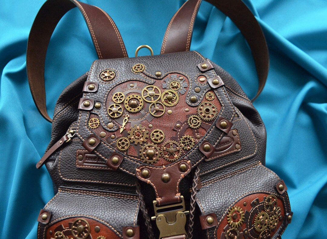 Steampunk Leather Backpack Men Leather Backpack Purse Women Luxury Bag Designer Bag Leather Bag ...