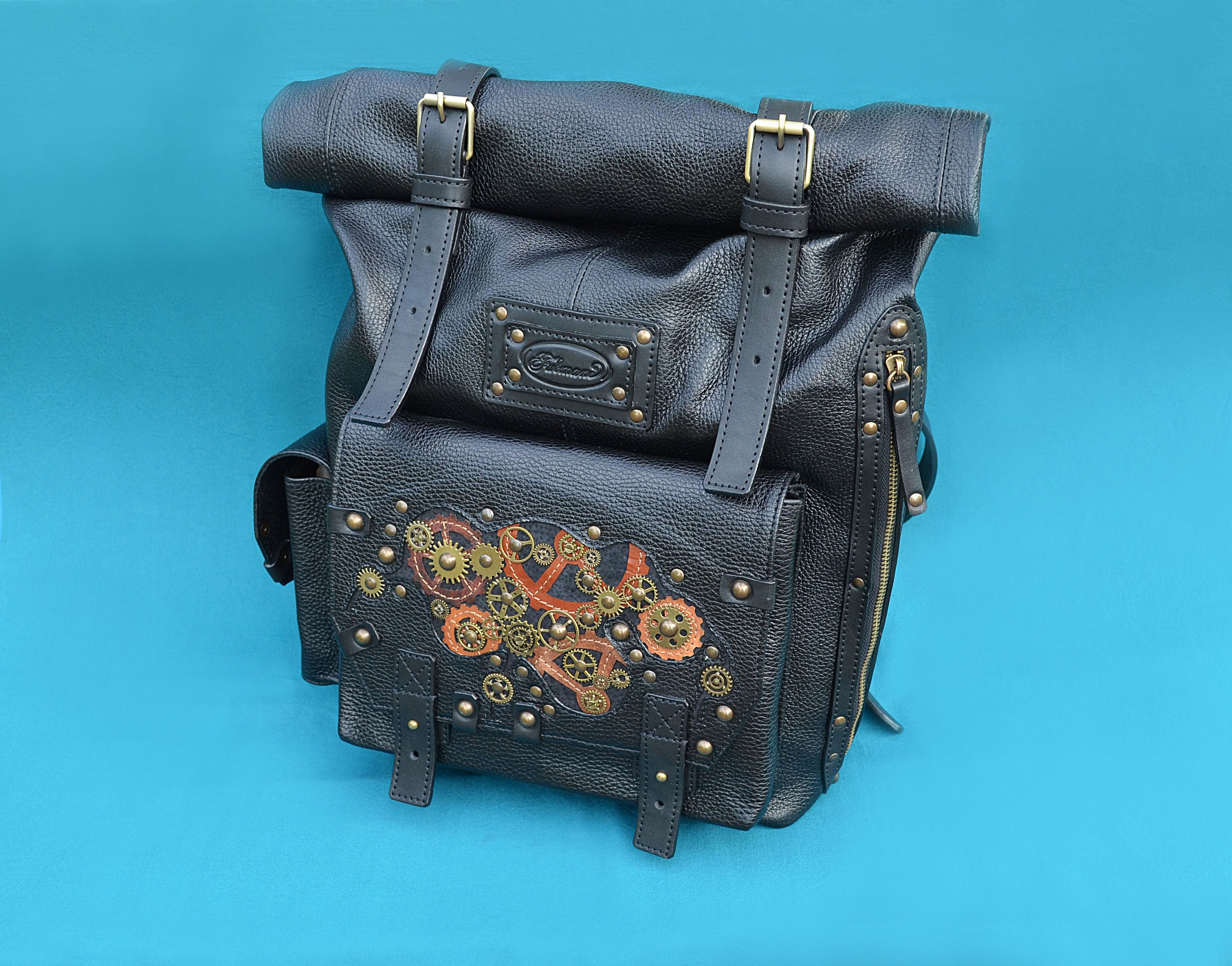 Steampunk backpack Men leather backpack Convertible backpack | Etsy