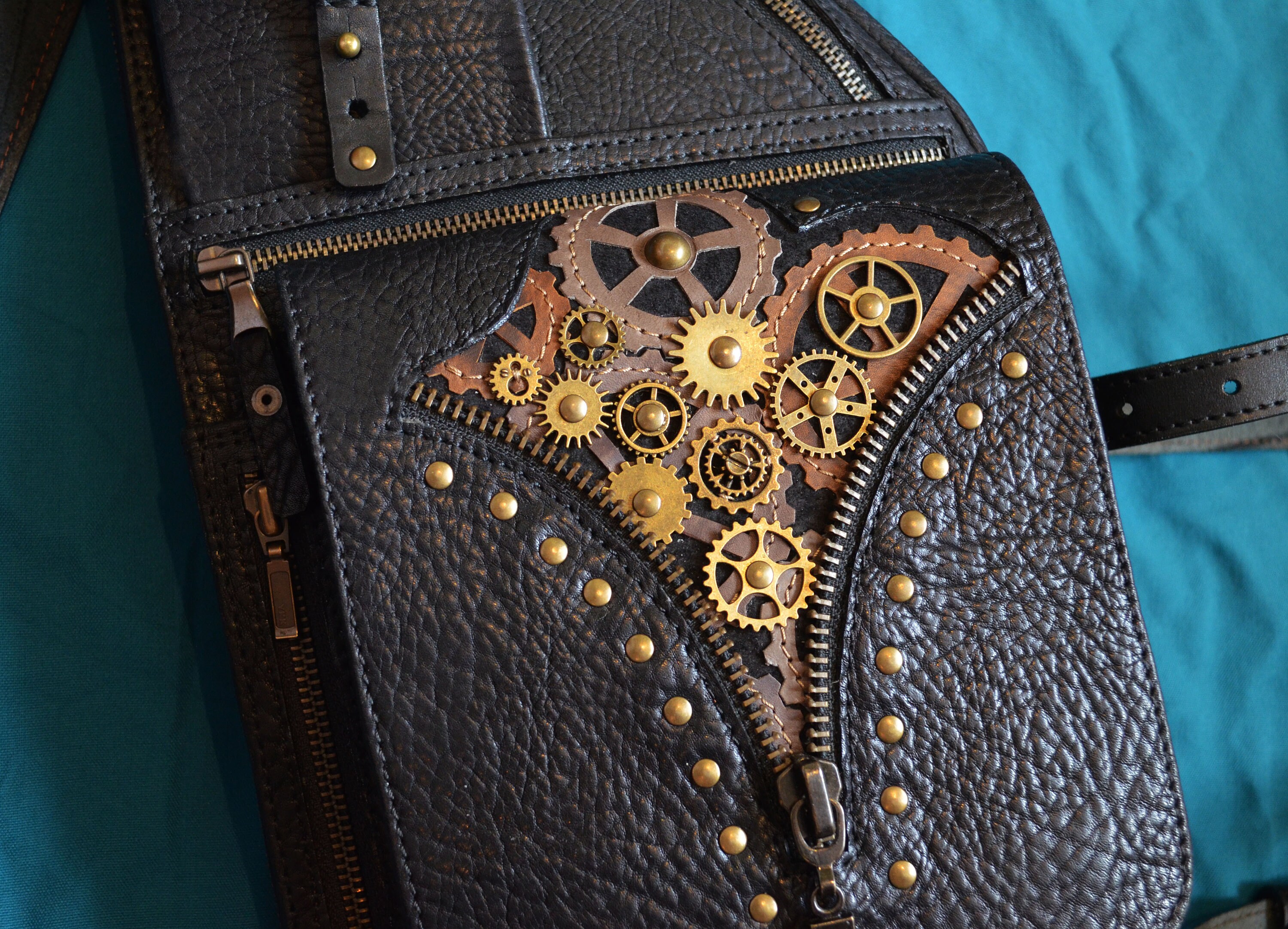 Steampunk Mens Leather Sling Bag Leather Crossbody Bag Cross | Etsy