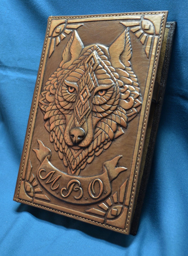 Wolf Personalized Leather Notebook Journal Custom Notebook | Etsy