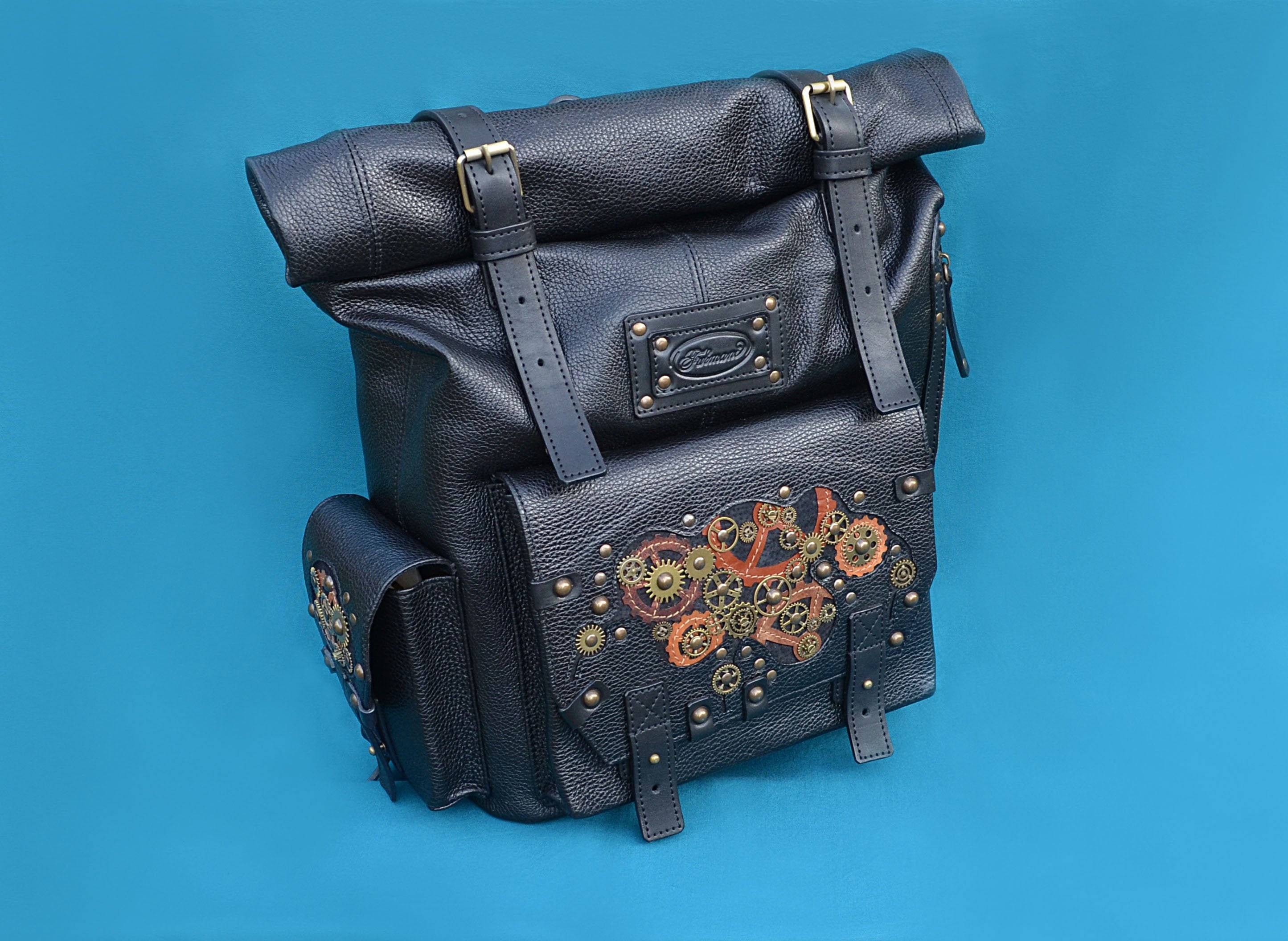 Steampunk backpack Men leather backpack Convertible backpack | Etsy