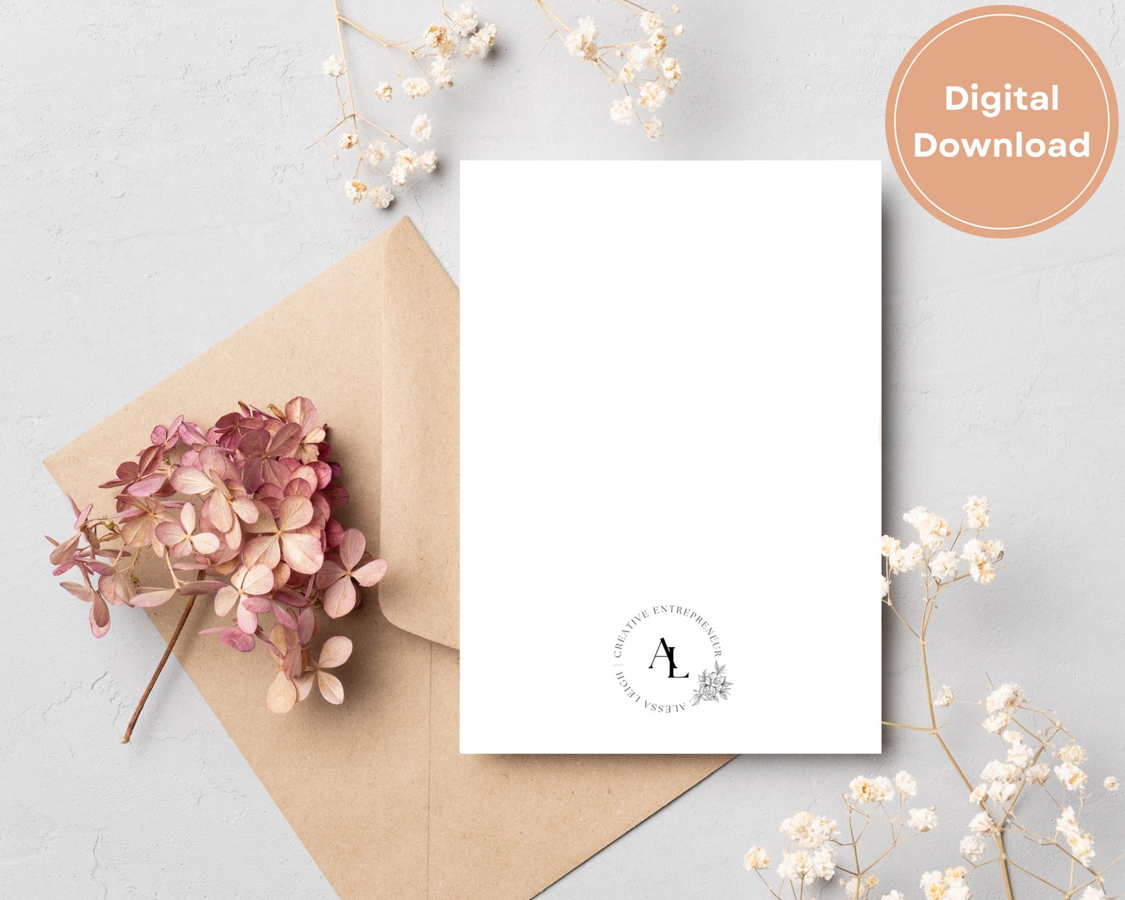 Printable 5x7 Thank You Card | Modern Neutral Floral Design | Instant ...