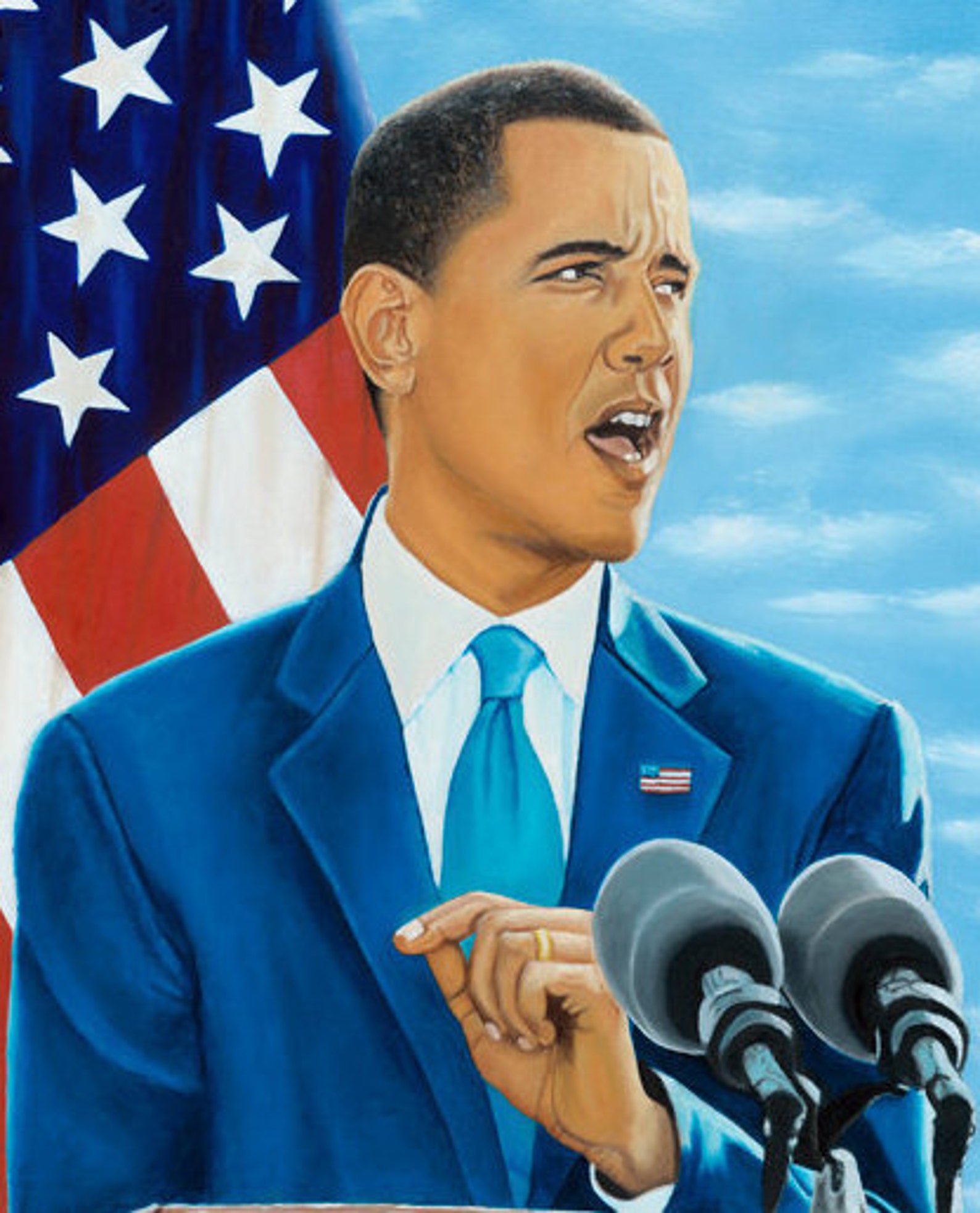 African American Art Print Portrait President Barack Obama Lecture ...