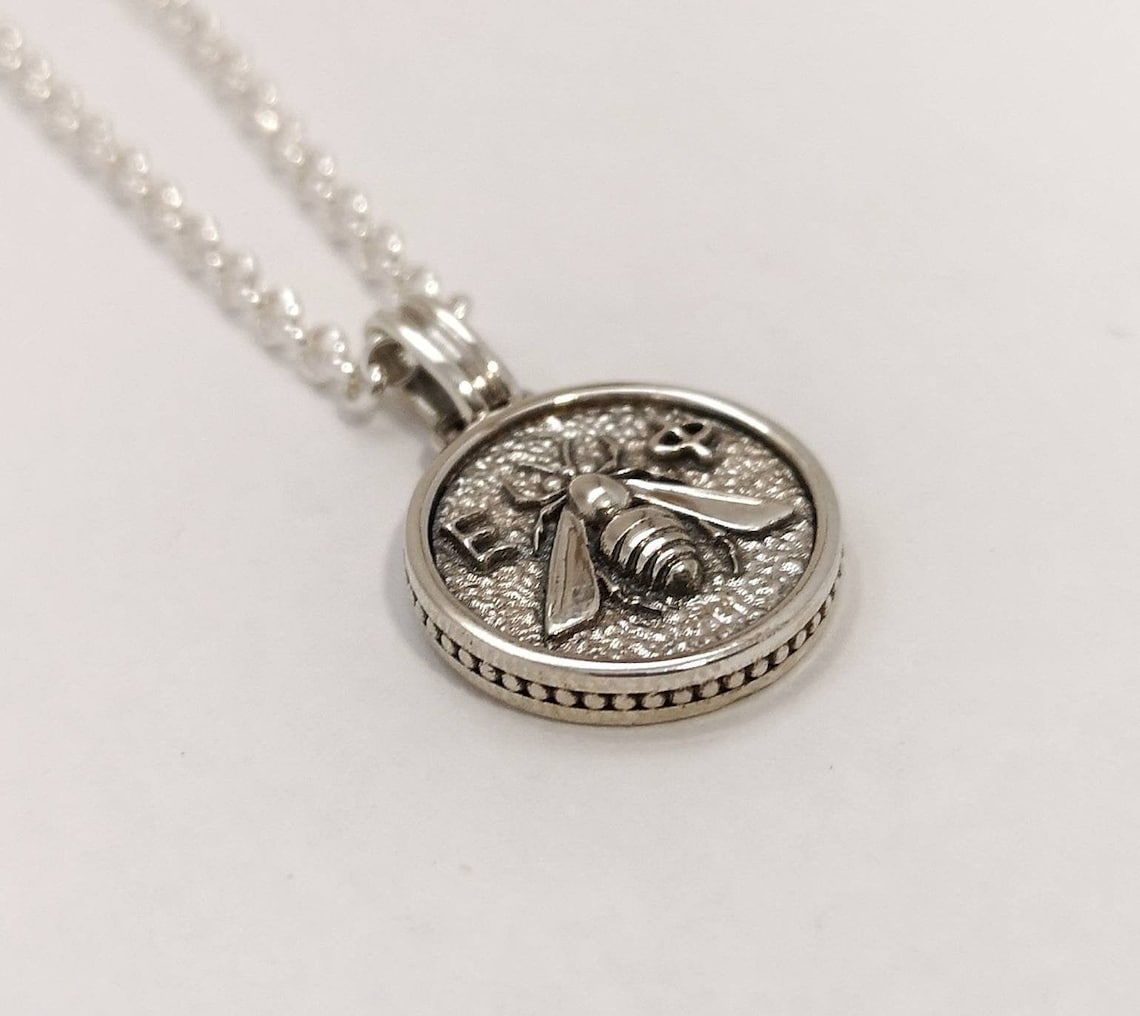 Ancient Greek Bee Coin Necklace Sterling Silver Link Chain - Etsy
