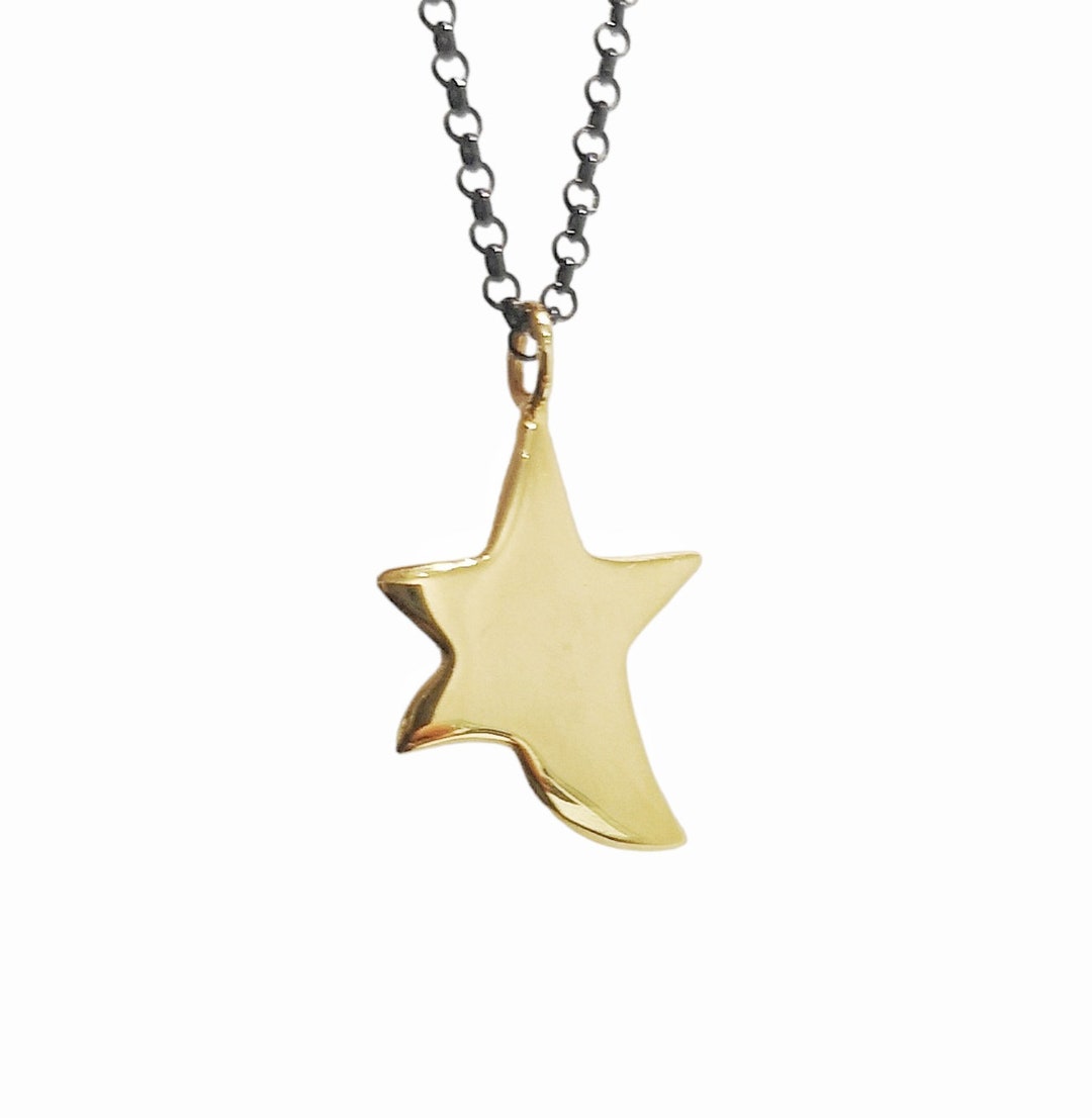 Star Necklace, 14k Solid Gold Bold Star, North Star Pendant, Elegant ...