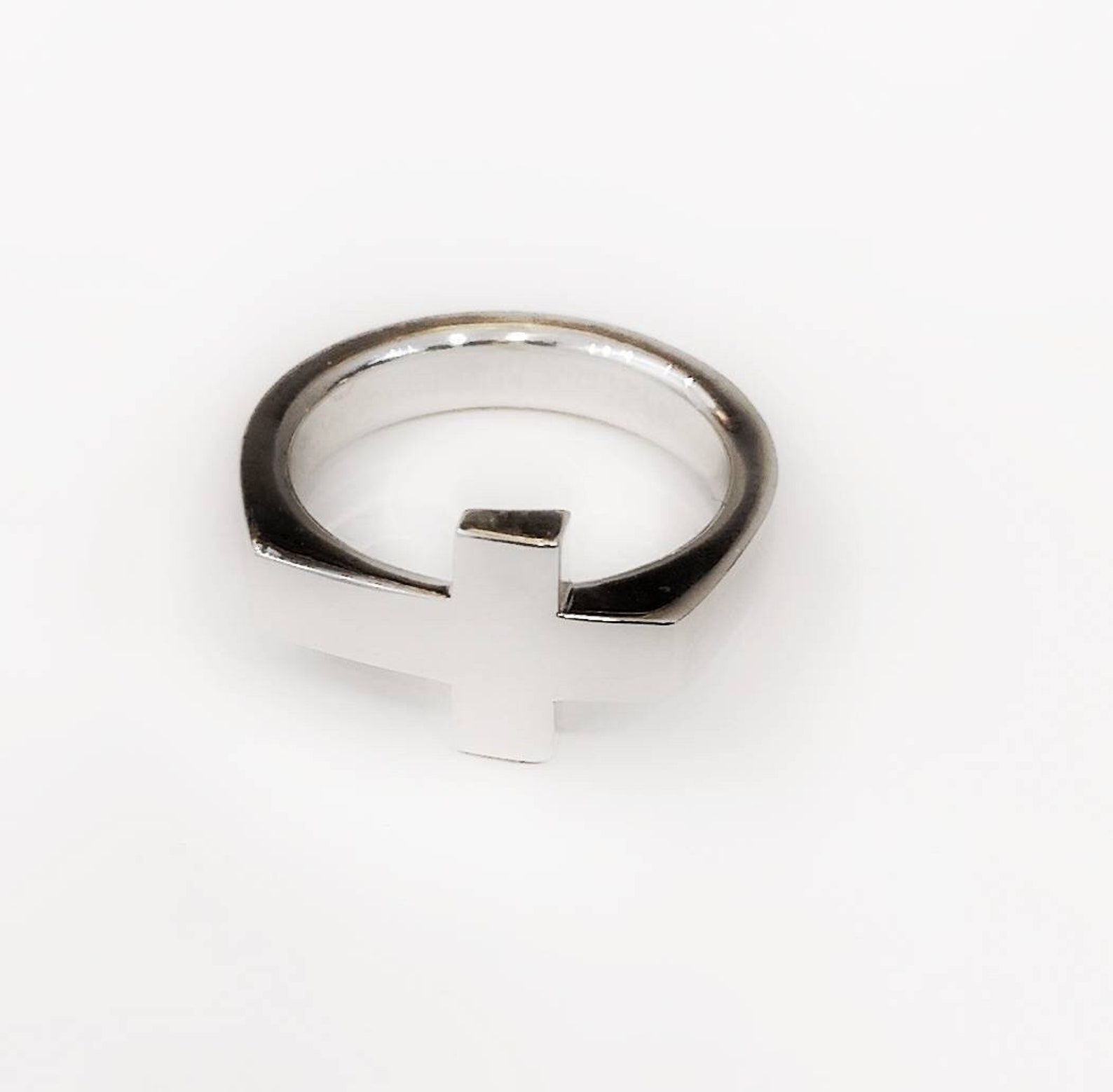 Cross Ring Men Silver Ring Criss Cross Silver Band Side - Etsy