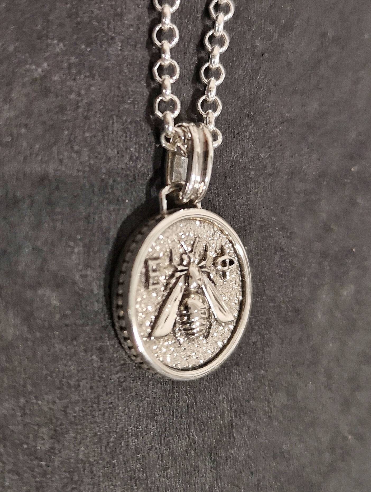 Ancient Greek Bee Coin Necklace Sterling Silver Link Chain - Etsy