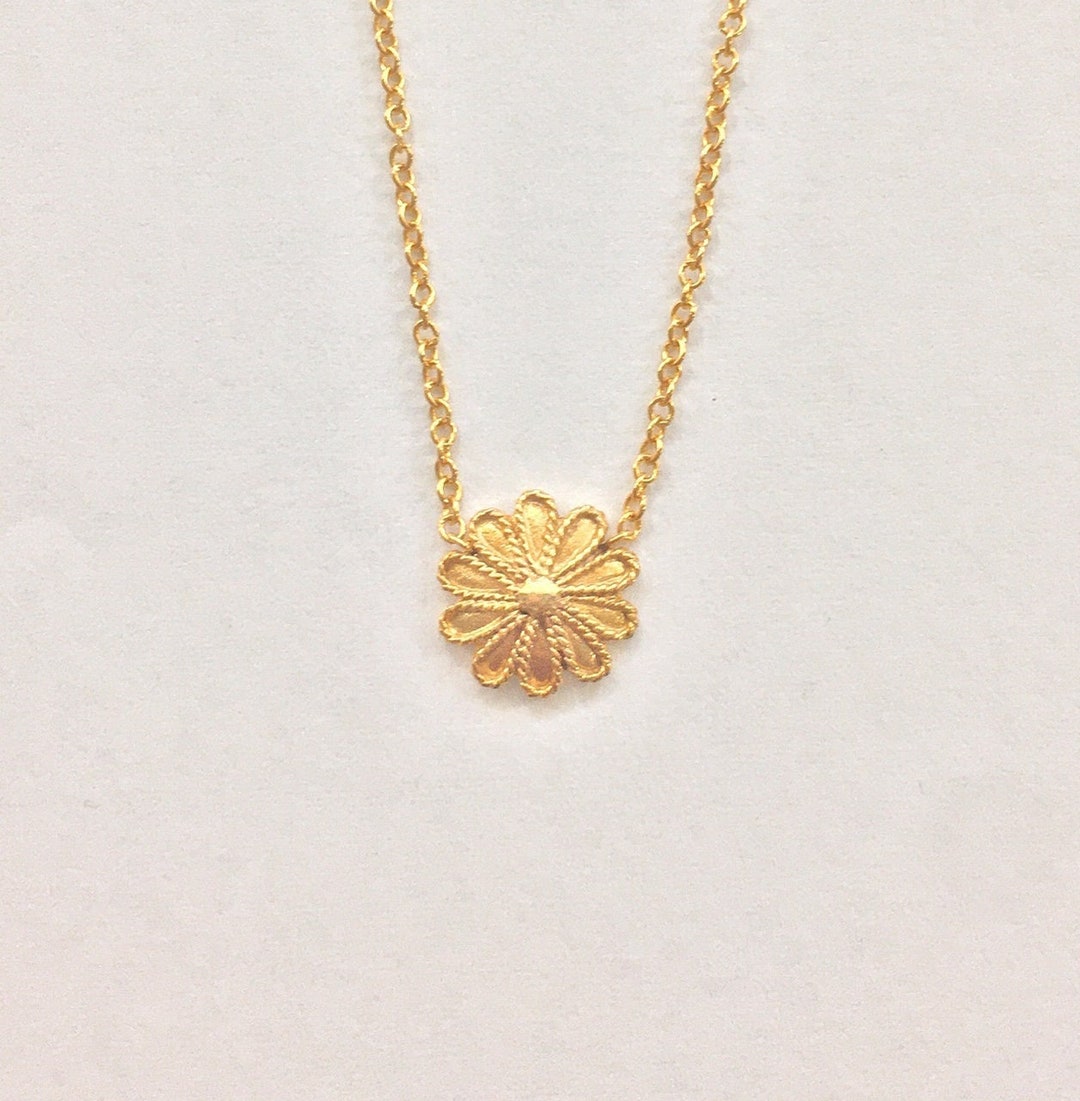 Daisy Necklace, 14k Solid Gold Daisy Chain Necklace, Dainty Every Day ...