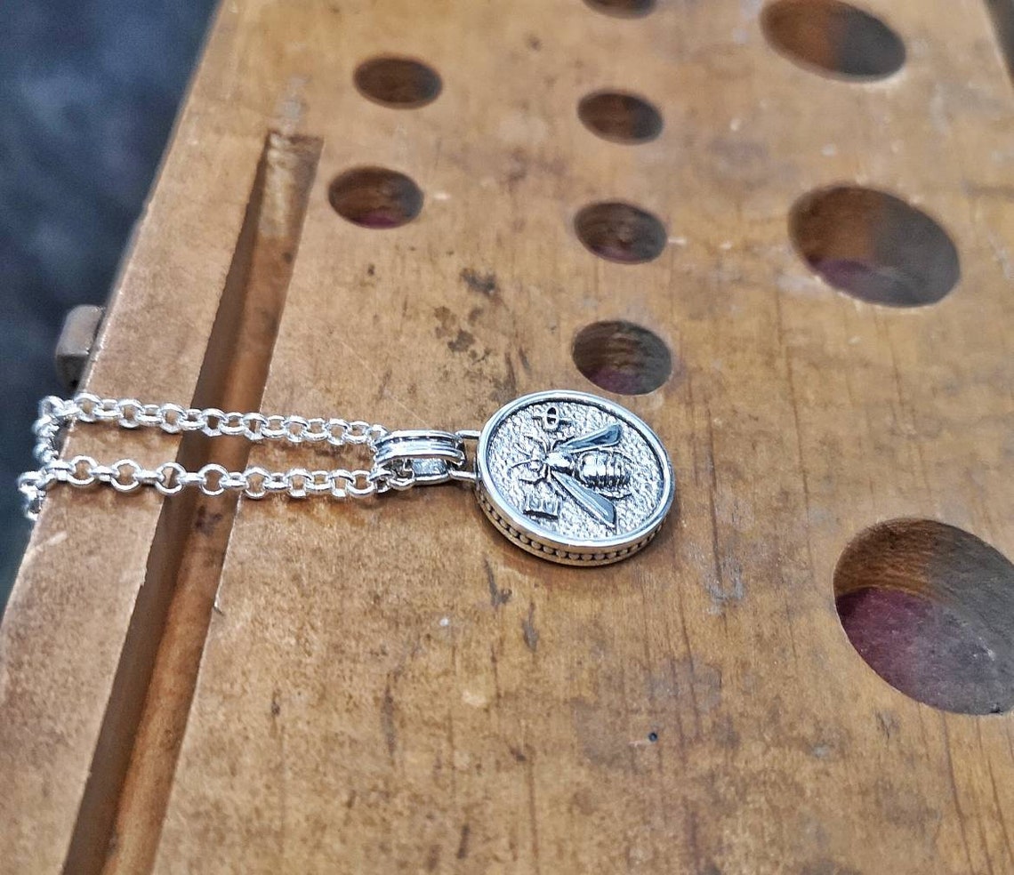 Ancient Greek Bee Coin Necklace Sterling Silver Link Chain - Etsy