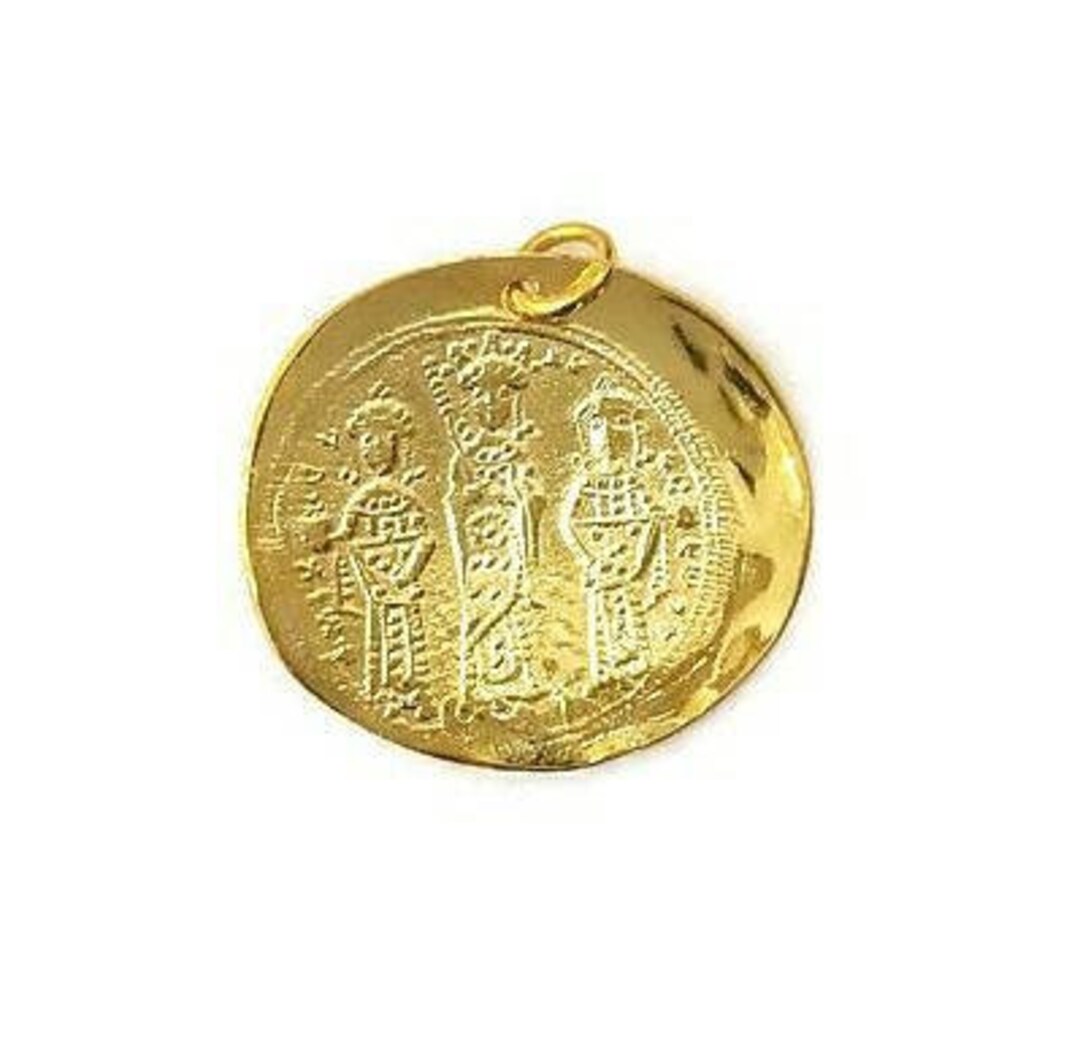 Constantine Coin Necklace, 18k Solid Gold, Oval Domed Pendant, Museum ...