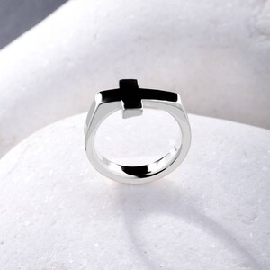 Cross Ring, Men Silver Ring, Criss Cross Silver Band, Side Cross Ring ...