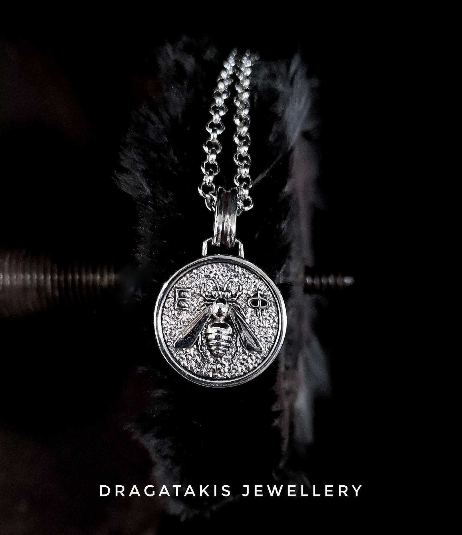 Ancient Greek Bee Coin Necklace Sterling Silver Link Chain - Etsy